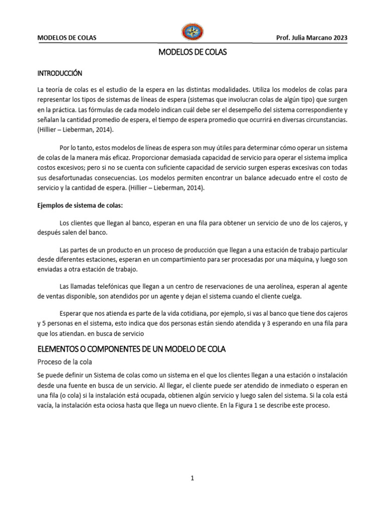 Teoría y Modelos de Colas 2023 | PDF | Probabilidad | Servidor (Computación)