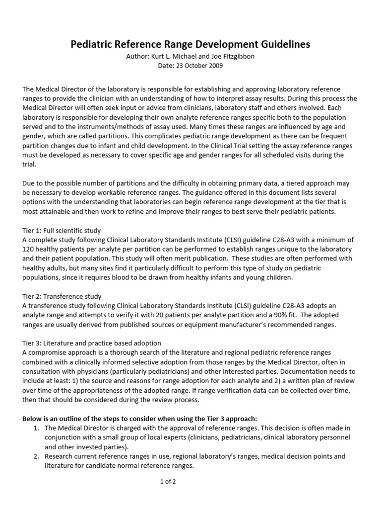 RDP 511 Pediatric Reference Range Guidelines - Blank - Copy - Id ...