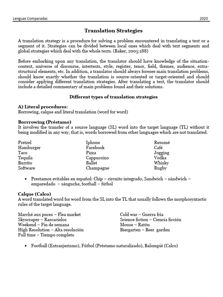 Translation techniques | PDF | Translations | Linguistics