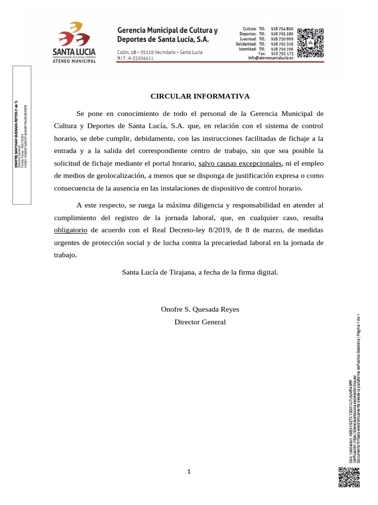 Circular Informativa Portal Del Empleado | PDF