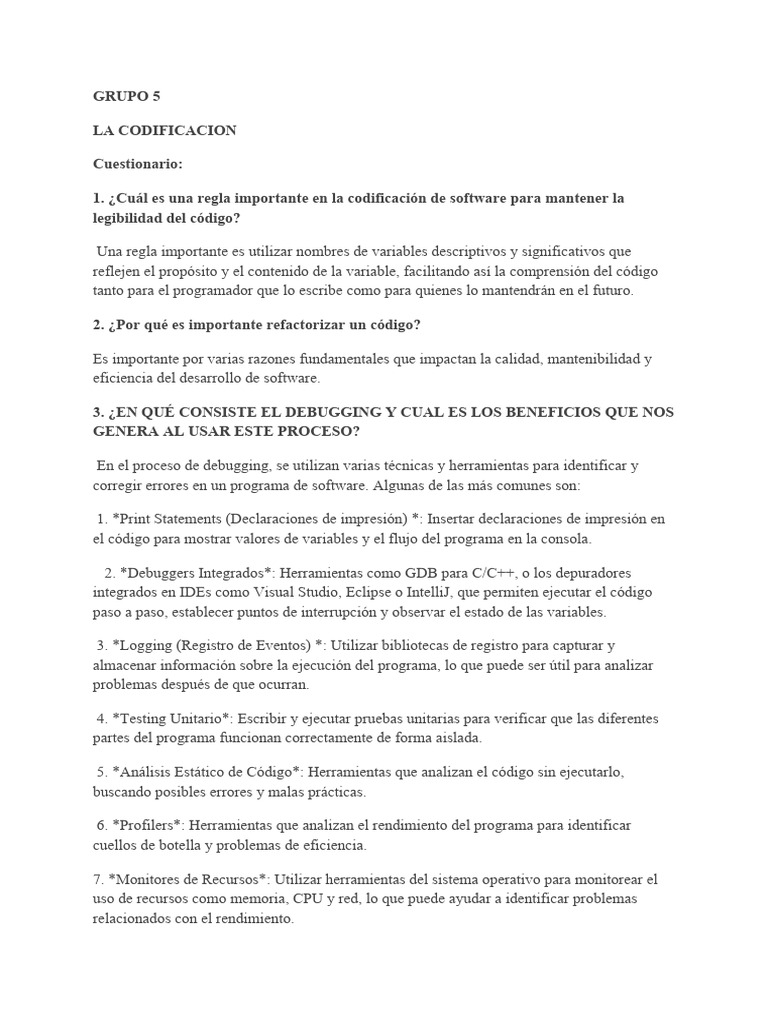 5 Preguntas de La Codificacion | PDF | Programa de computadora | Programación