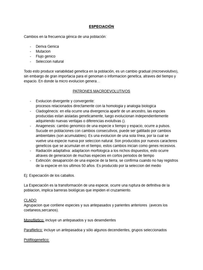 Especiación y Acervo Genético | PDF | Evolución | Evolución biológica