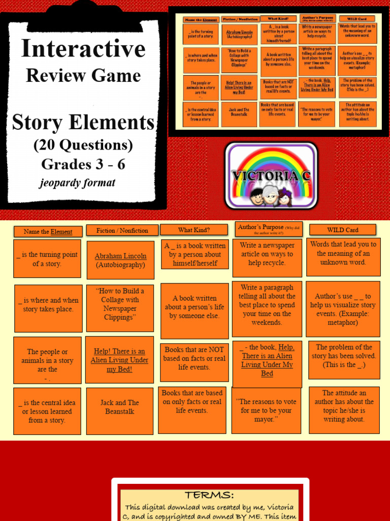 Story Elements PPTGamefor Whiteboards | PDF | Non Fiction