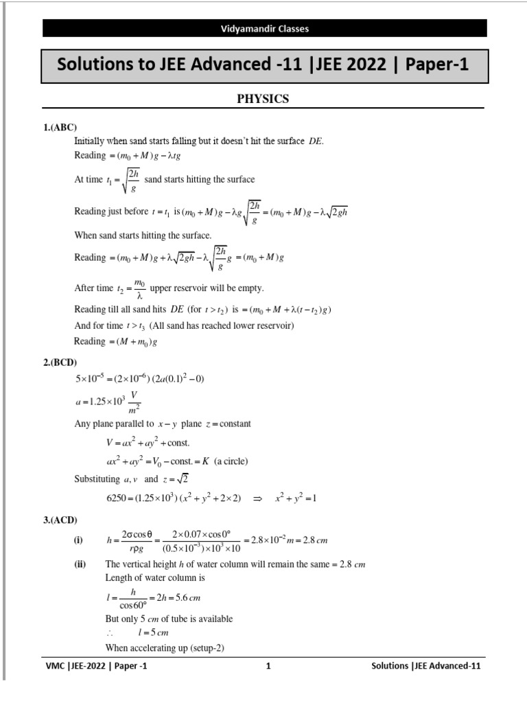 2022-JEE Advanced-11-PAPER-1 - Solutions | PDF
