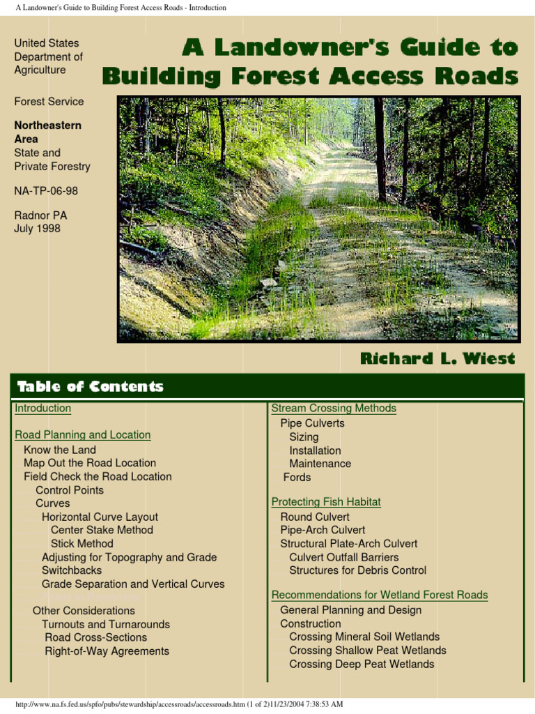 A - Landowners - Guide - To - Building - Forest - Access - Roads - USDA ...