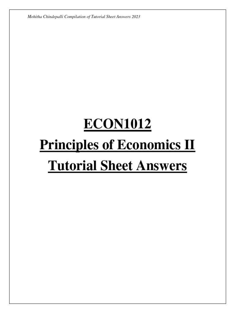 ECON1012 Tutorial Sheet Answers 2023 FINAL | PDF | Money Supply | Money