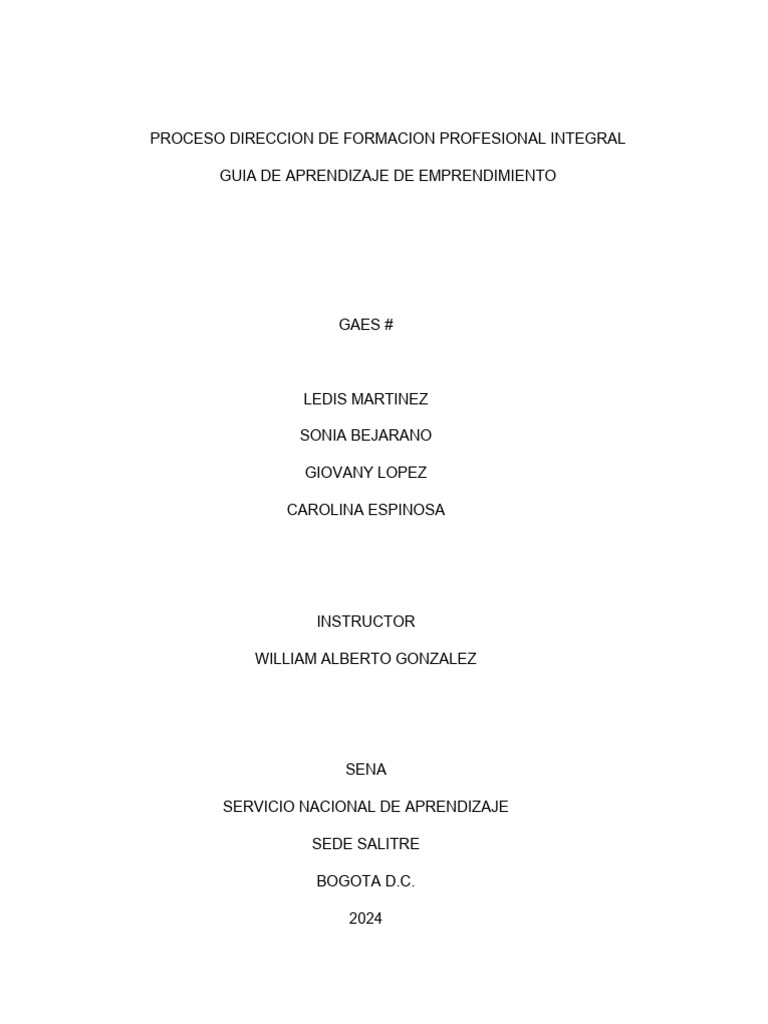 Proceso Direccion de Formacion Profesional Integral-emprendimiento | Descargar gratis PDF ...