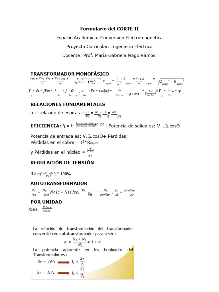 Formulario Del CORTE II - CEM - Ok | PDF | Ciencia de los Materiales | Equipo eléctrico