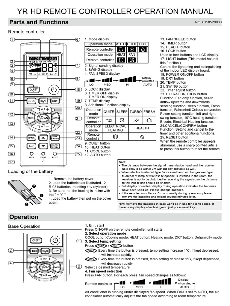 manual_de_usuario_mando_yr-hd | PDF | Air Conditioning | Remote Control