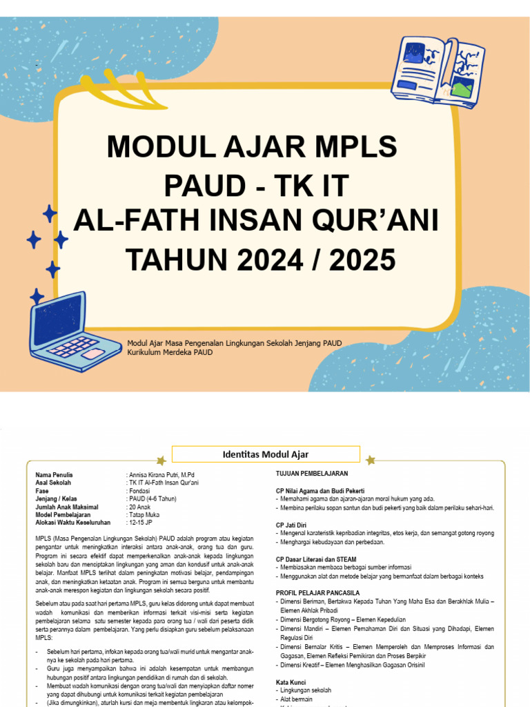 RPP Modul Ajar Mpls Tkit Al-Fath 2024-2025 | PDF