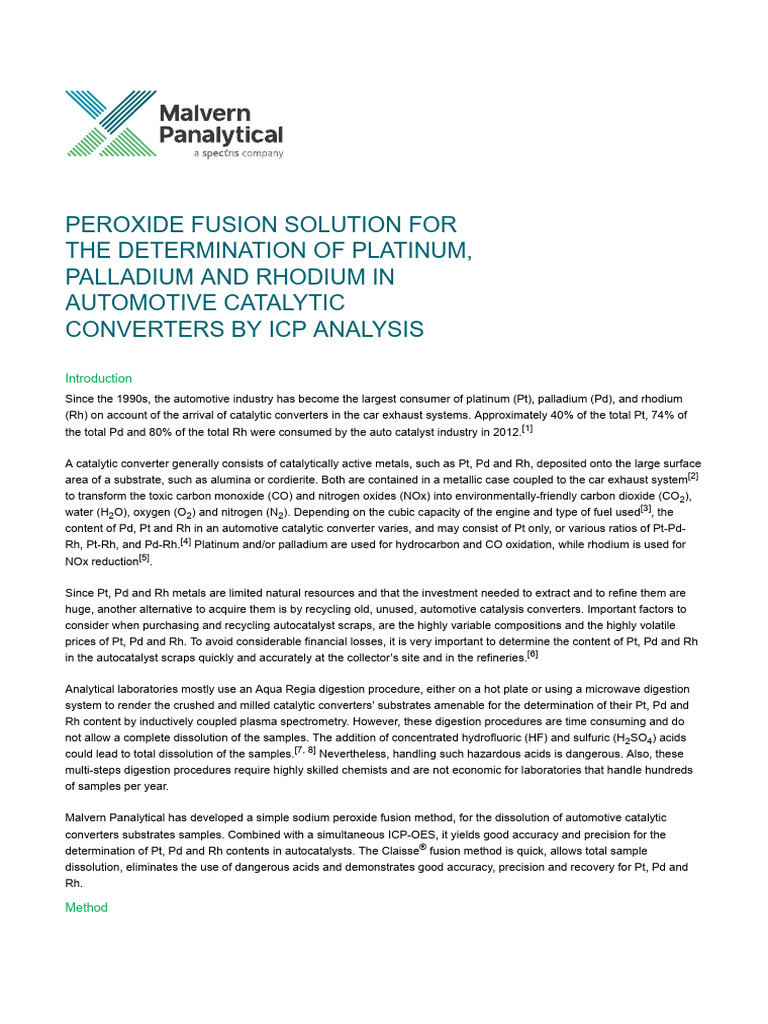 Peroxide Fusion Solution For The Determination of Platinum, Palladium ...