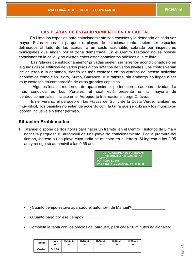 RP-MAT1-K16 - Ficha #16 | PDF | Estacionamiento | Secuencia