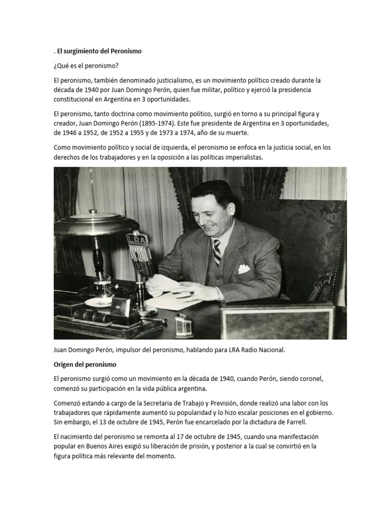Act El Peronismo y Su Origen | PDF | Argentina | Movimientos politicos