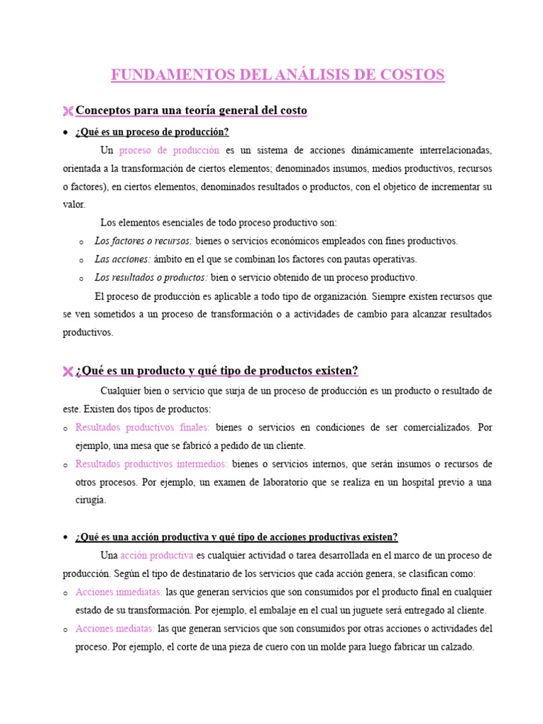 Resumen L1-M1 - Fundamentos Del Análisis de Costos | PDF | Kilogramo | Bienes