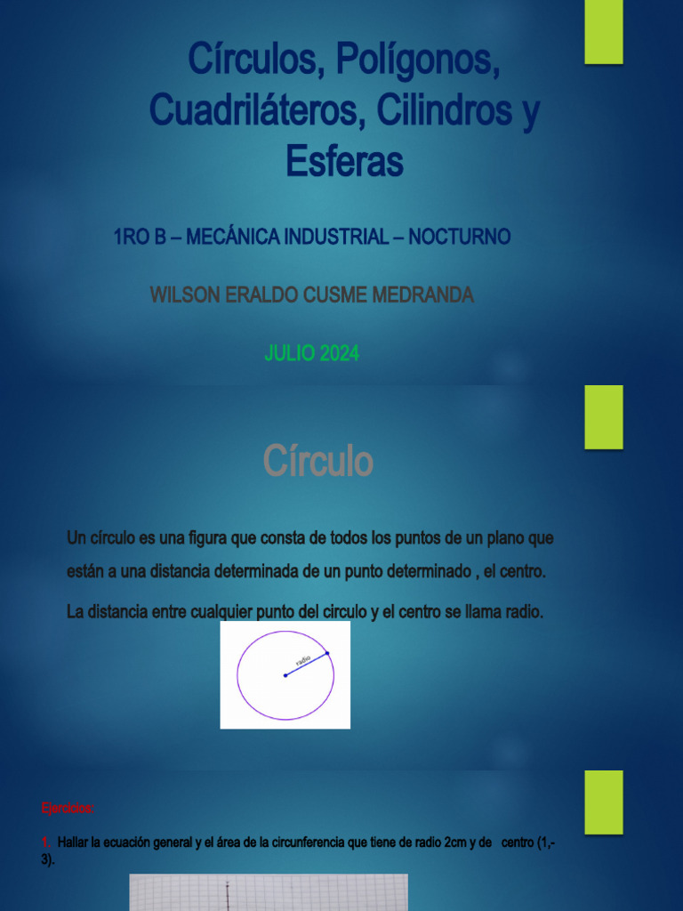 Circulo, Poligono, Cuadrlatero, Esfera y Cilindro | PDF | Esfera | Ángulo