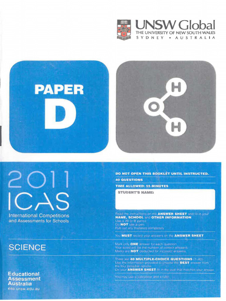 Science D 2011 With Answers | PDF | Tooth