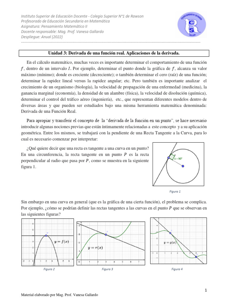 Unidad_3_-_Derivada_de_una_funcion_real._Aplicaciones_de_la_derivada | PDF | Derivado | Tangente