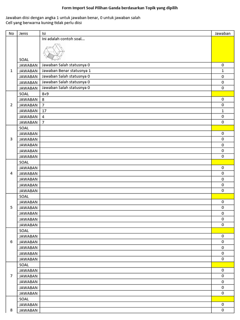 Form Import Soal Pilihan Ganda | PDF