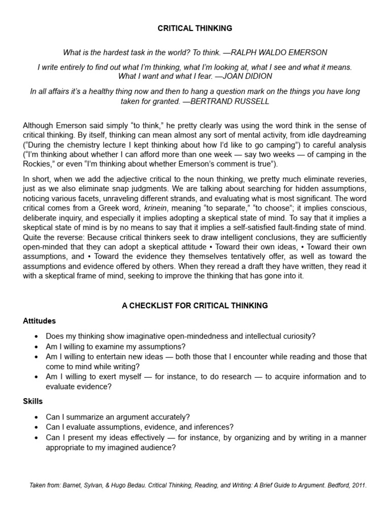 CRITICAL THINKING | PDF | Thought | Critical Thinking