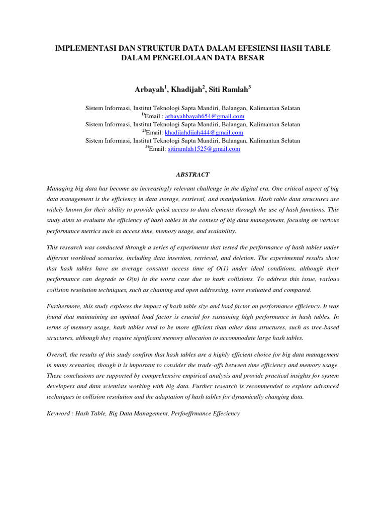 Implementasi Dan Struktur Data Dalam Efesiensi Hash Table Dalam Pengelolaan Data Besar | PDF ...