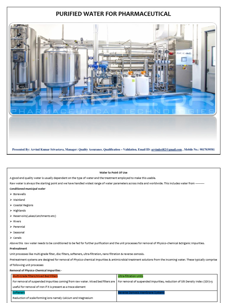 Purified Water System Qualification | PDF | Purified Water | Water
