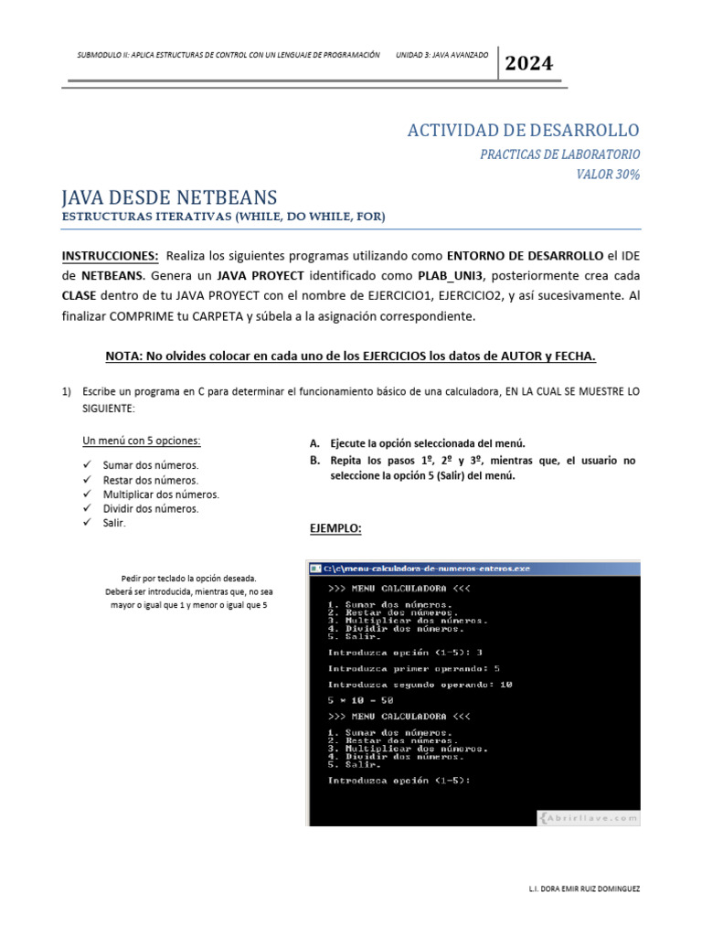 Prac Lab Est Iterativas Java Pdf Java Lenguaje De Programación Entorno De Desarrollo 