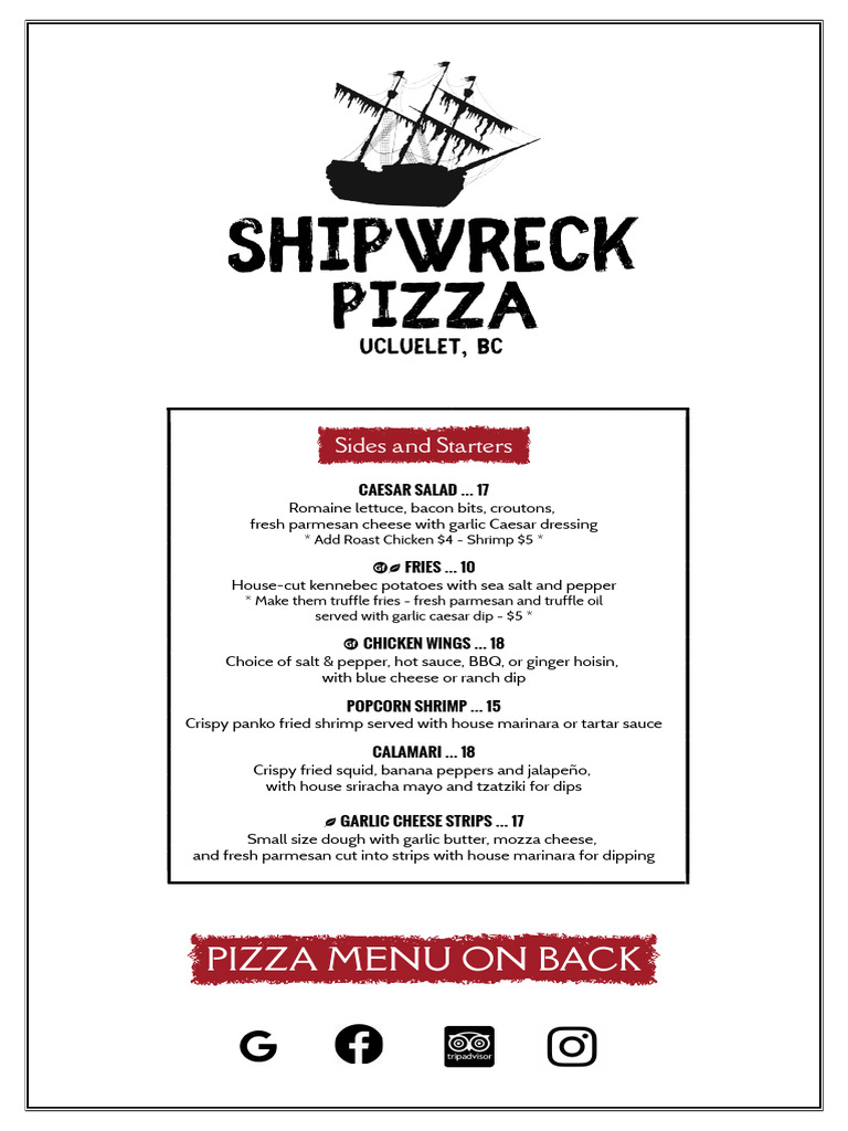 SHIPWRECK SUMMER MENU | Download Free PDF | Pizza | Pesto
