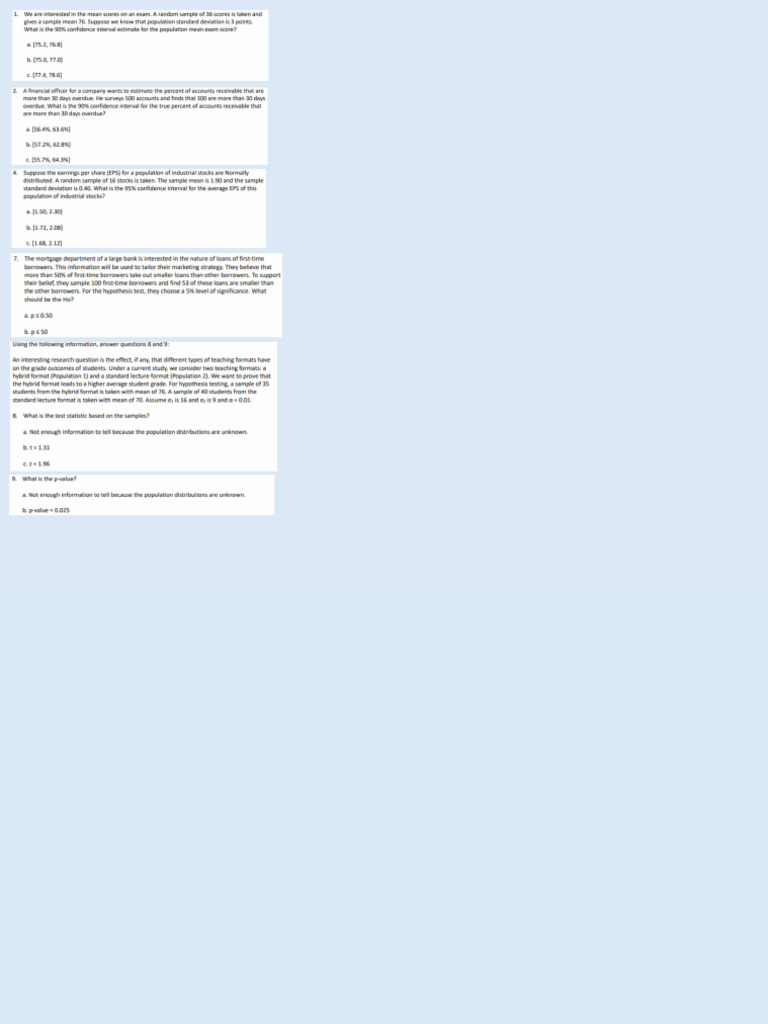 BU255 Final Exam Cheat Sheet | PDF | Standard Deviation | Confidence Interval