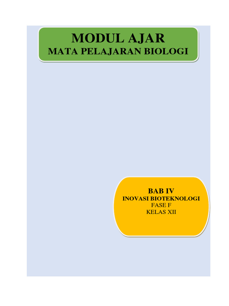 Modul Ajar Biologi Fase F Bab Iv | PDF