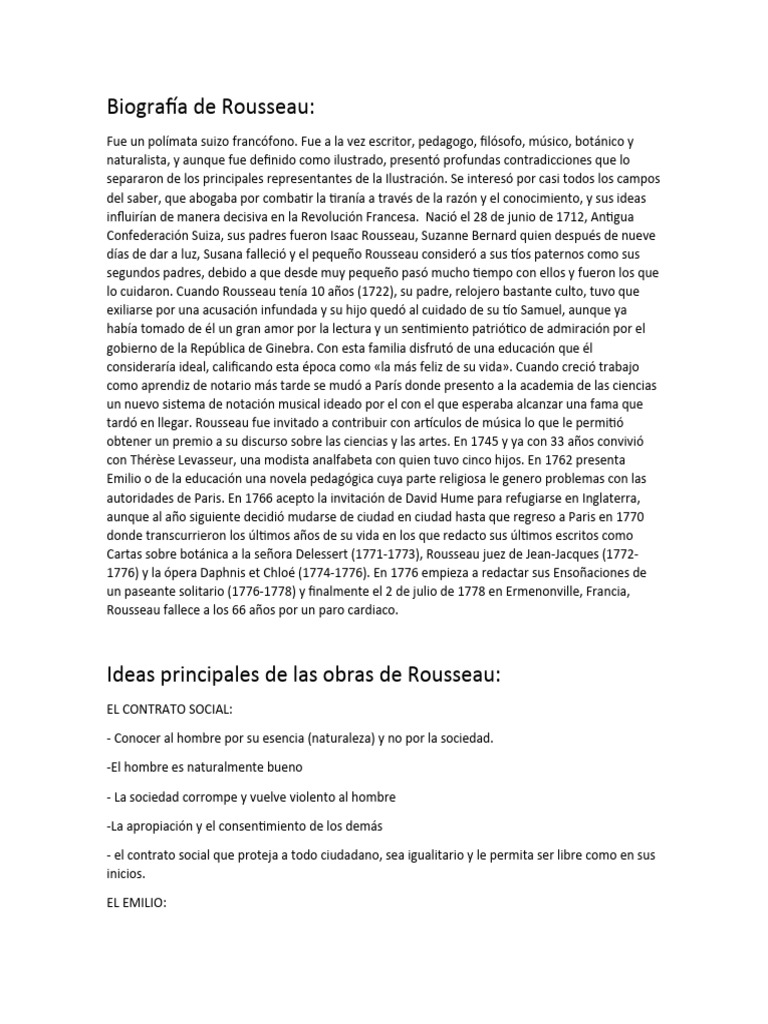 Biografía de Rousseau y El Enciclopedismo | PDF | Jean-Jacques Rousseau