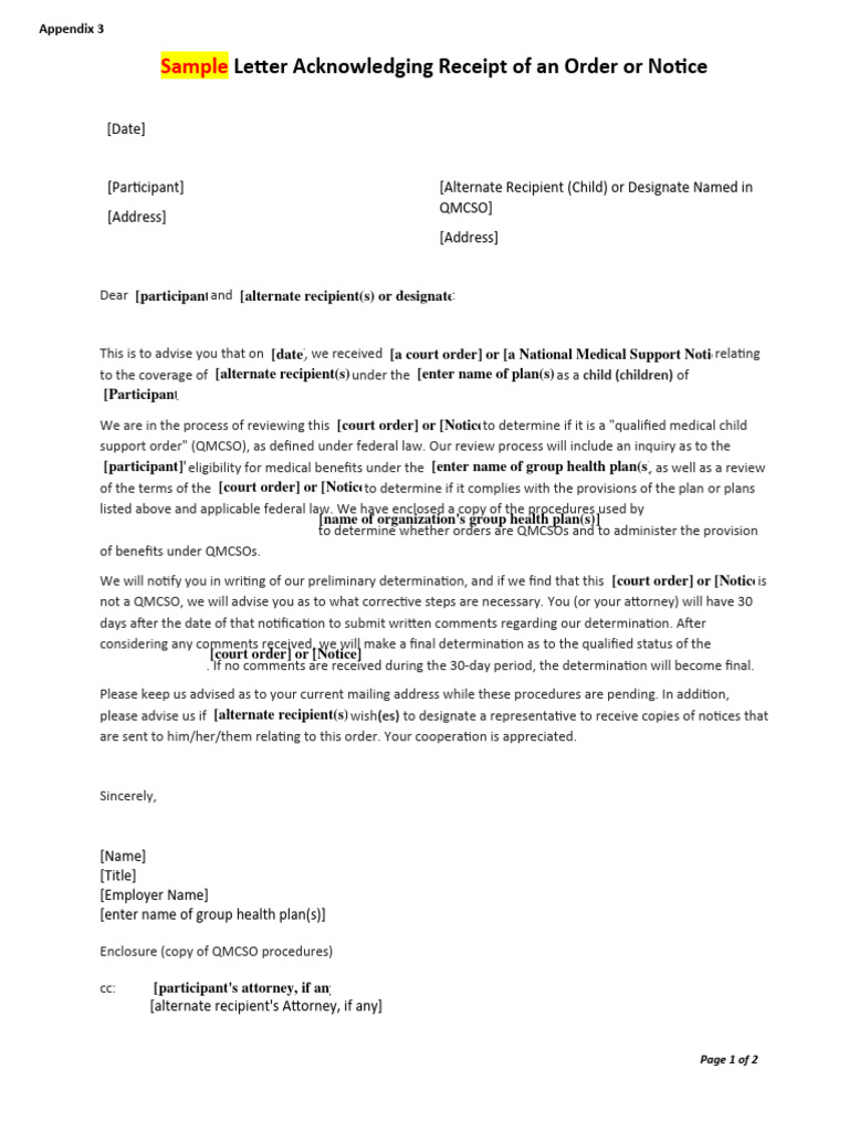 Acknowledging Receipt of An Order or Notice.03.06.2018 | PDF ...