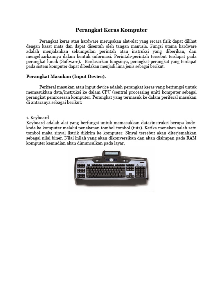 Komponen Perangkat Masukan Komputer | PDF