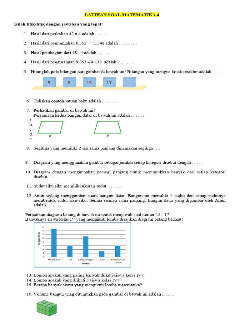 Latihan Soal Matematika 4 | PDF
