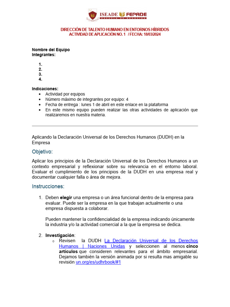 Actividad de Aplicación 1 DDHH | PDF | Business | Derechos humanos