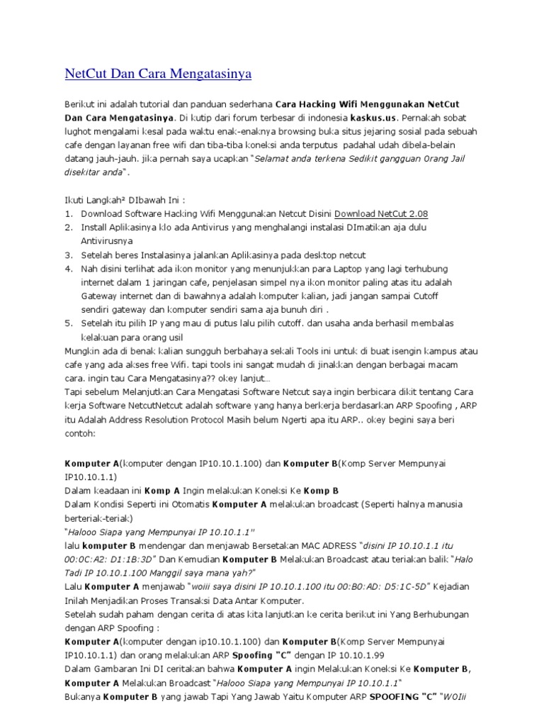 NetCut Dan Cara Mengatasinya | PDF | Teknologi & Rekayasa