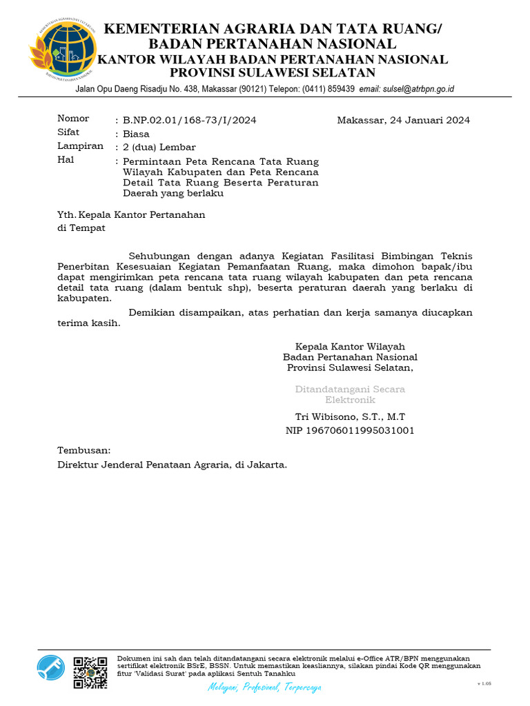 Surat Permintaan Perda Dan Peta RTRW Dalam Bentuk SHP | PDF