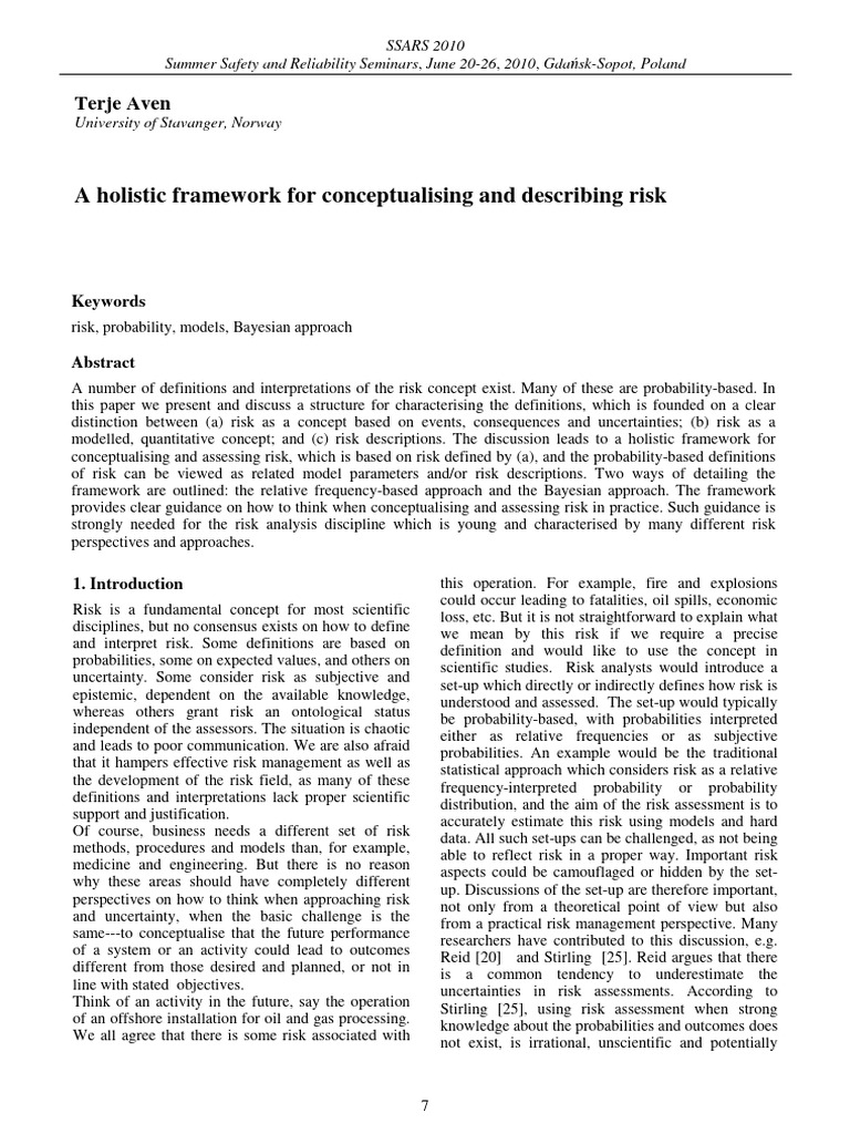 A Holistic Framework For Conceptual | PDF | Risk | Uncertainty