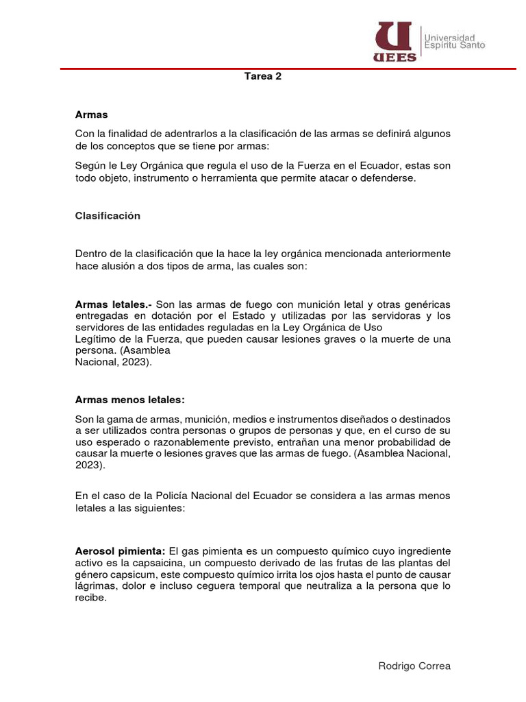 Clasificacion de Las Armas | PDF | Armas de fuego | Vuelo