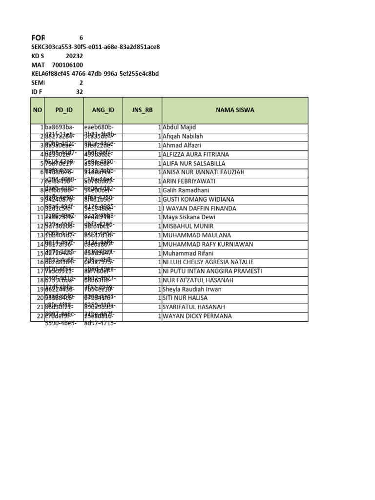 NIL - RAPOR - 20232 - 700106100 - Kelas 8F TIK | PDF
