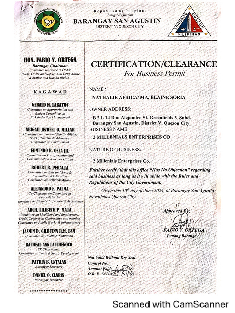 Brgy Clearance | PDF