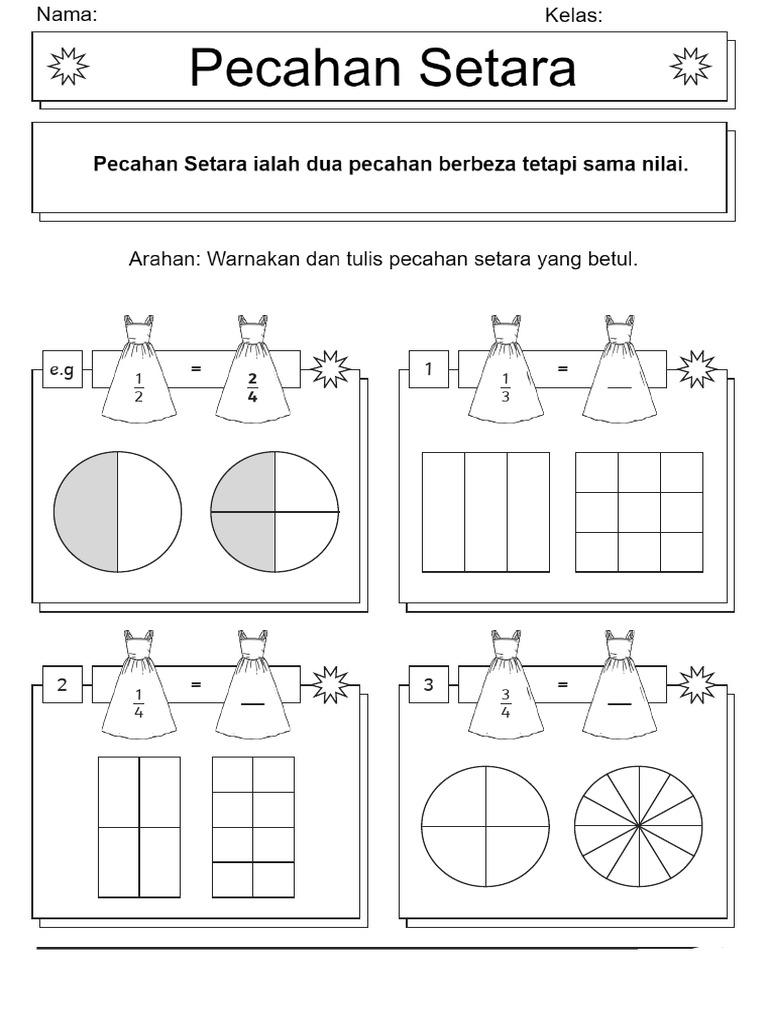 Pecahan Setara-Lembaran Kerja | PDF