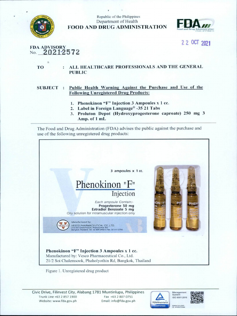 FDA Advisory No.2021 2572 | PDF