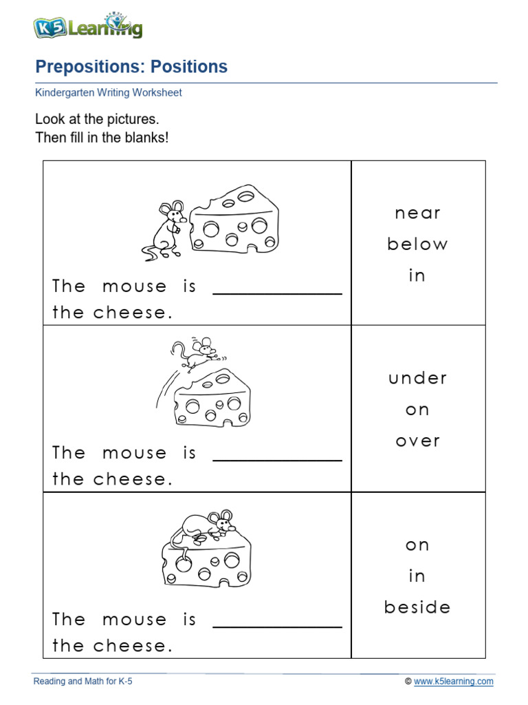 Kindergarten Prepositions Worksheet | PDF | Career & Growth | Language ...