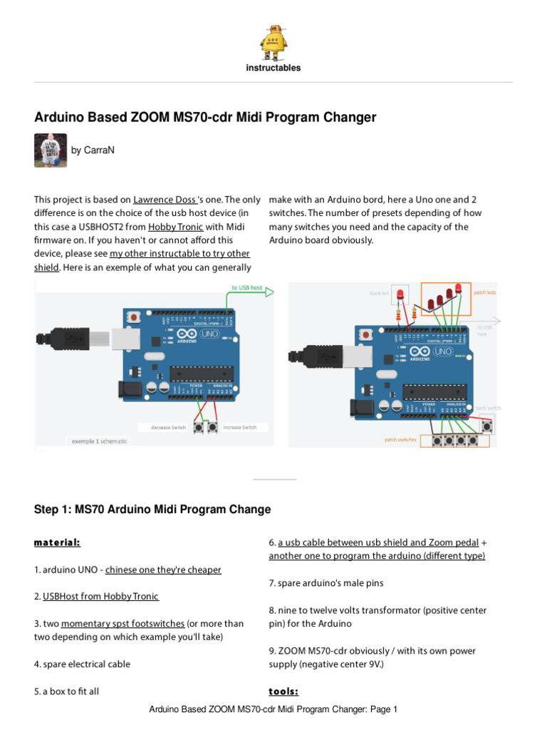 Arduino Based Boss GP 10 Program Changer | PDF | Arduino | Usb