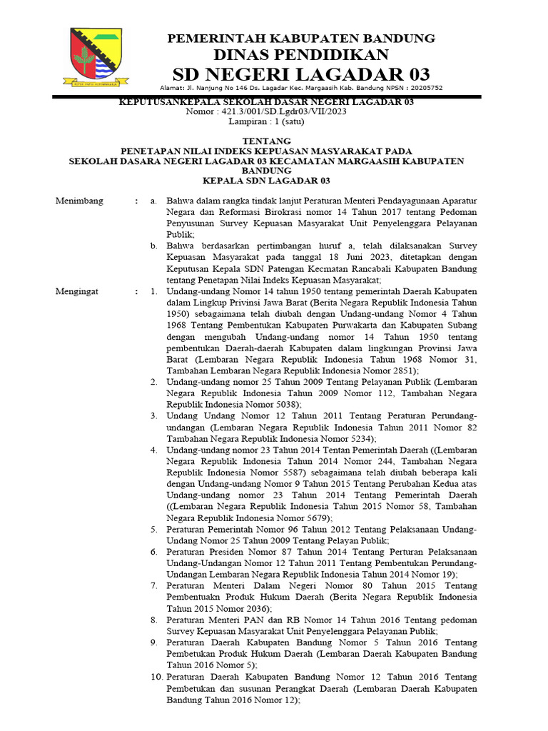 Contoh SK Penetapan Tim SKM 2023 | PDF
