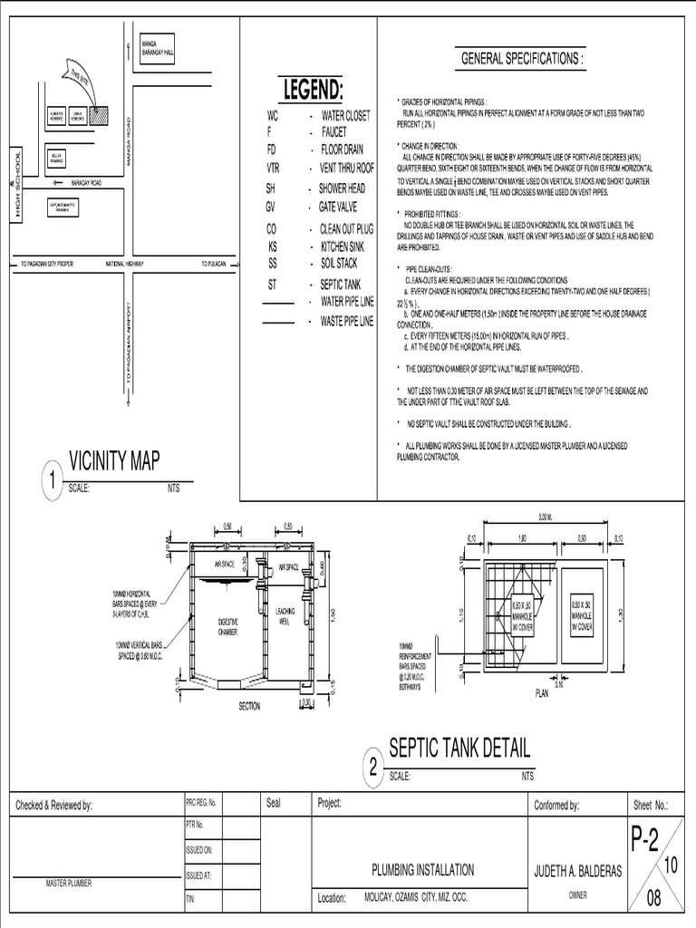 Legend:: Vicinity Map 1 | PDF | Plumbing | Septic Tank