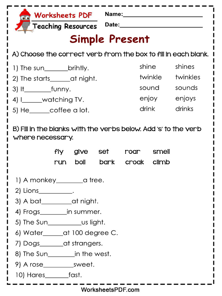 Choose The Correct Verb From The Box To Fill in Each Blank Compressed | PDF