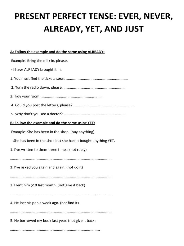 Present Perfect Practice - Mixed Exercises | PDF