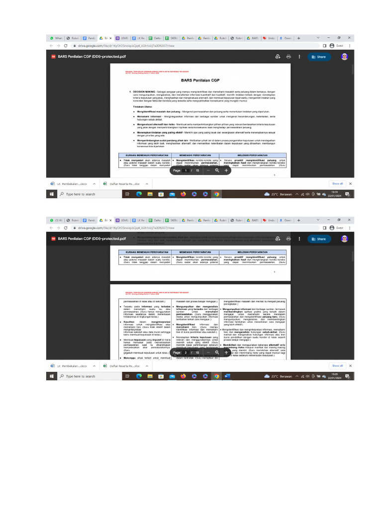 BARS penilaian CGP | PDF