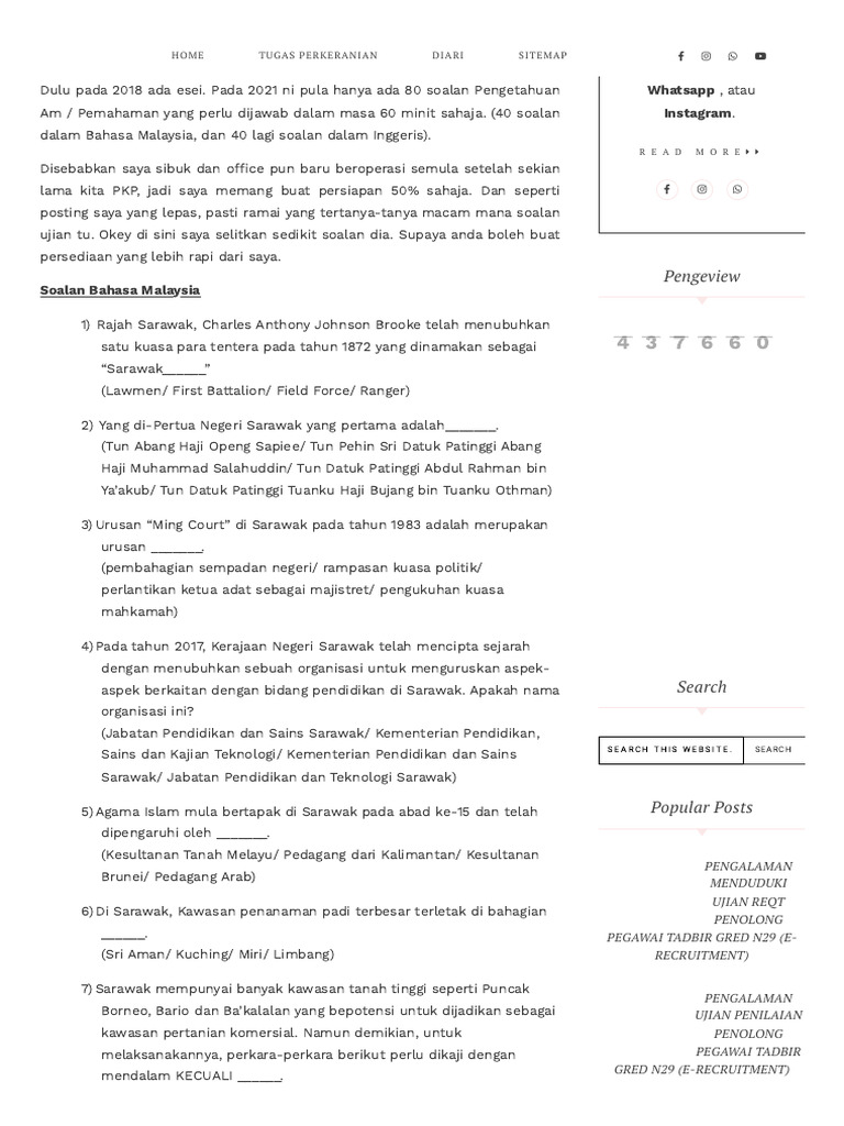 PENGALAMAN MENDUDUKI PEPERIKSAAN E-RECRUITMENT 2021 _ Diari Chrissella _ E-REQT | PDF